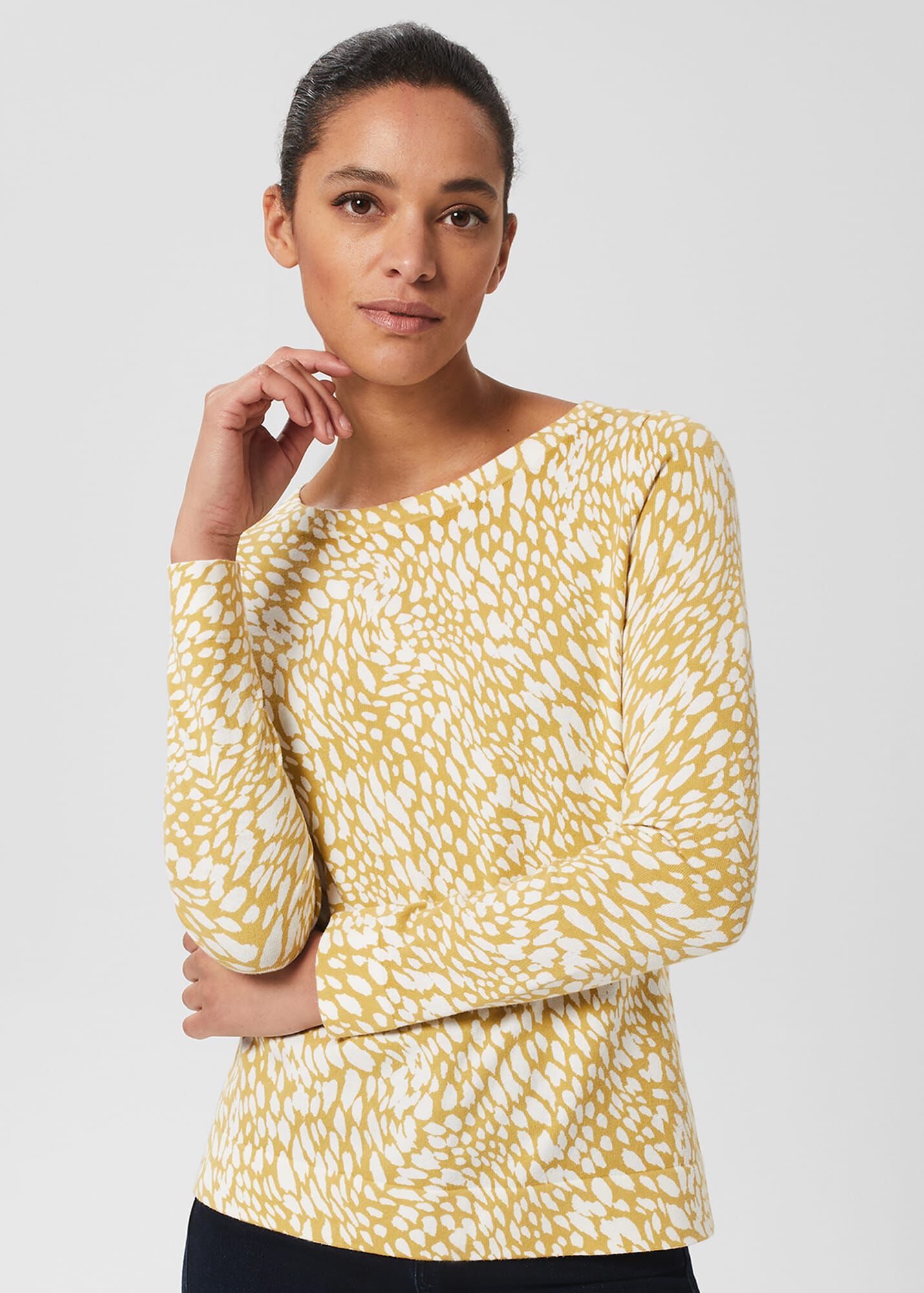 Pamela Cotton Printed Jumper | Hobbs UK
